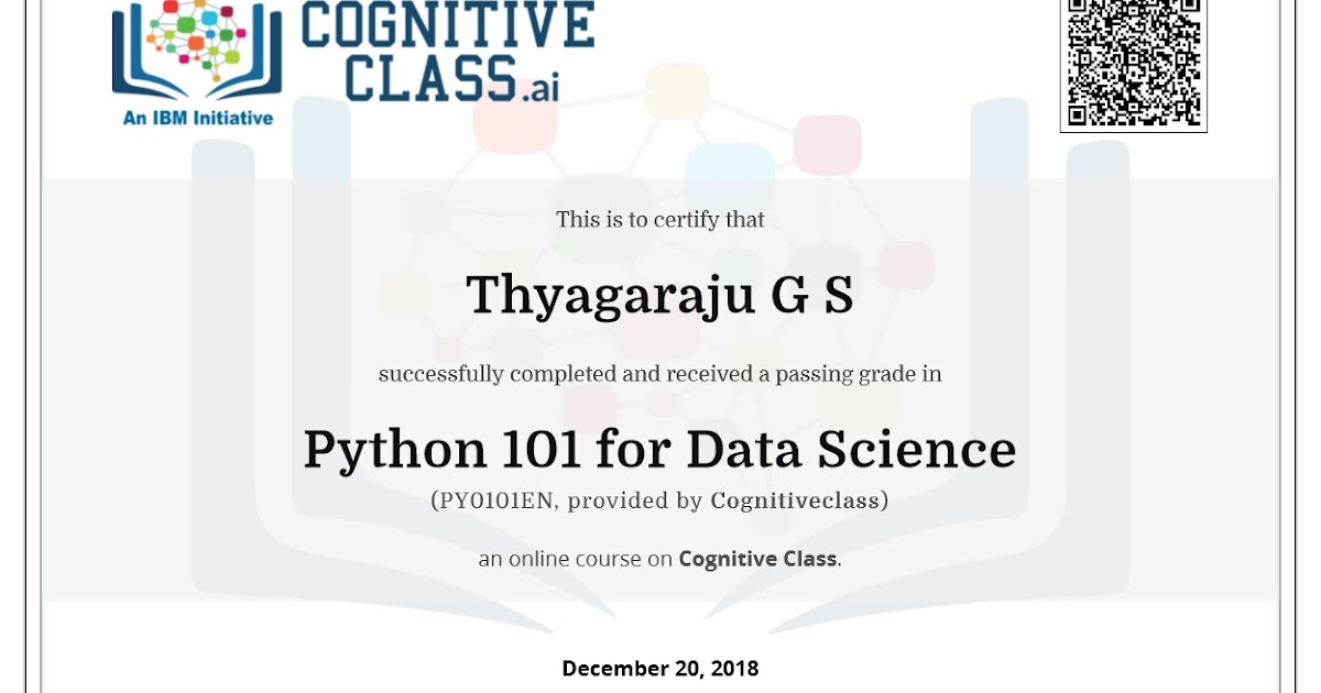 LearnerThyagu: Certificate : Python for Data Science