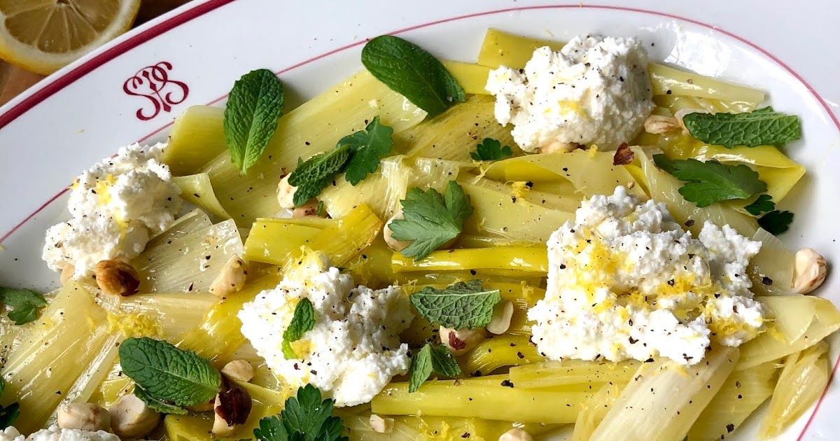 Olive Oil Poached Leeks w/ Ricotta, Lemon & Hazelnuts