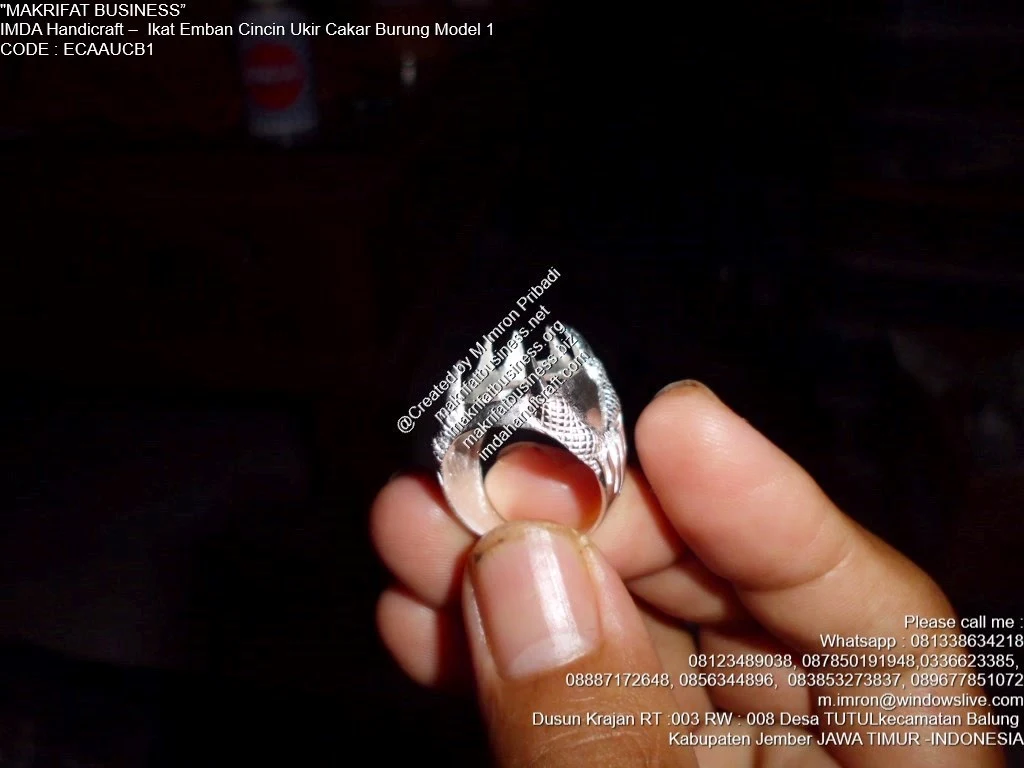 Ikat Emban Cincin Akik Aloy Alpaka Perak Bali Model Ukir Cakar Burung ...