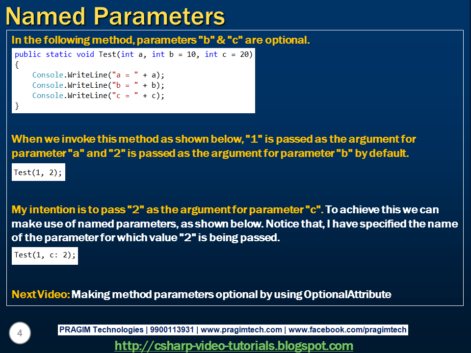 Sql Server Net And C Video Tutorial Part 69 Making Method Parameters Optional By