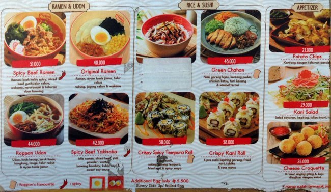 Harga Menu Roppan dan Lokasi di Jakarta Terbaru 2017