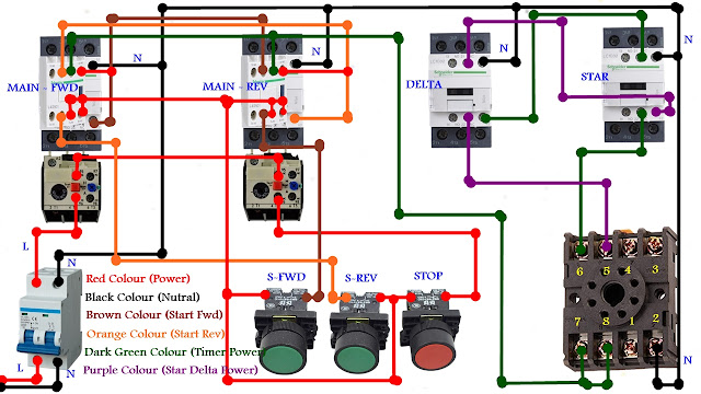 Forward Reverse Star Delta Starter Control Wiring Connection Diagram, Reverse Forward Star Delta ...