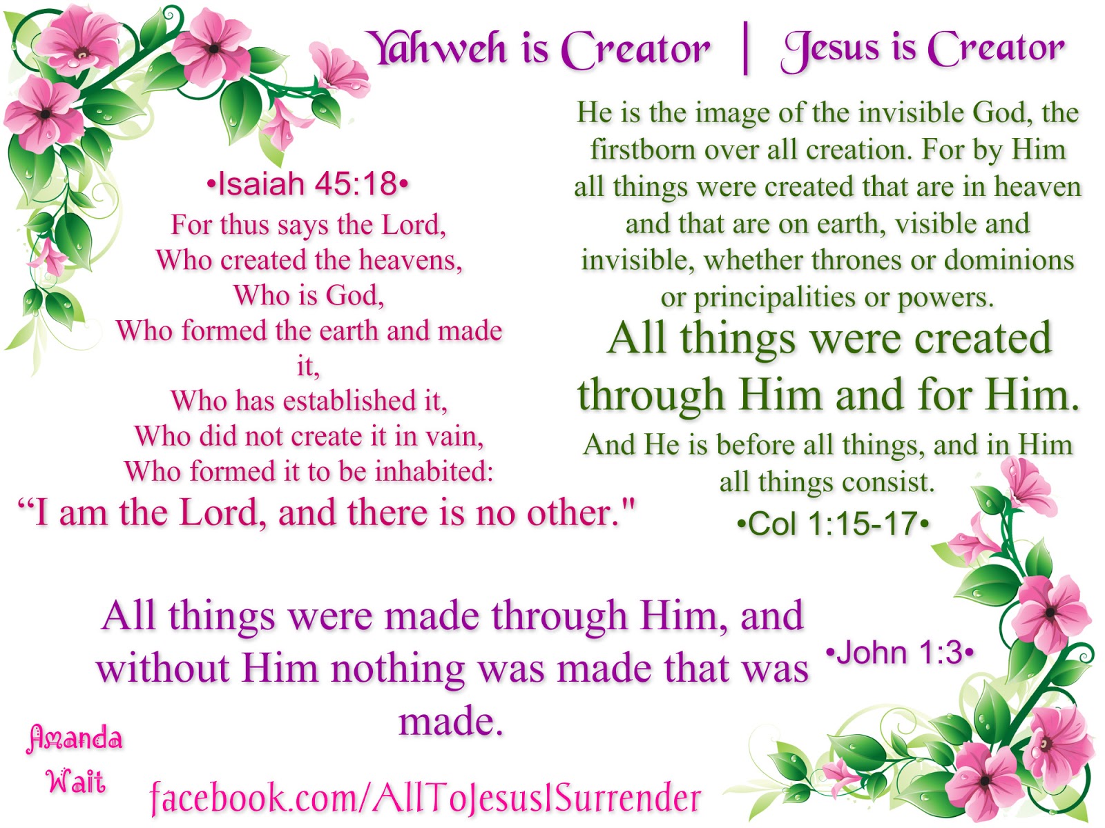All To Jesus I Surrender: Yahweh is Creator │ Jesus is Creator