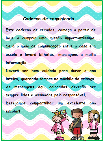 Professora Juce: BILHETES para o CADERNO de RECADOS!