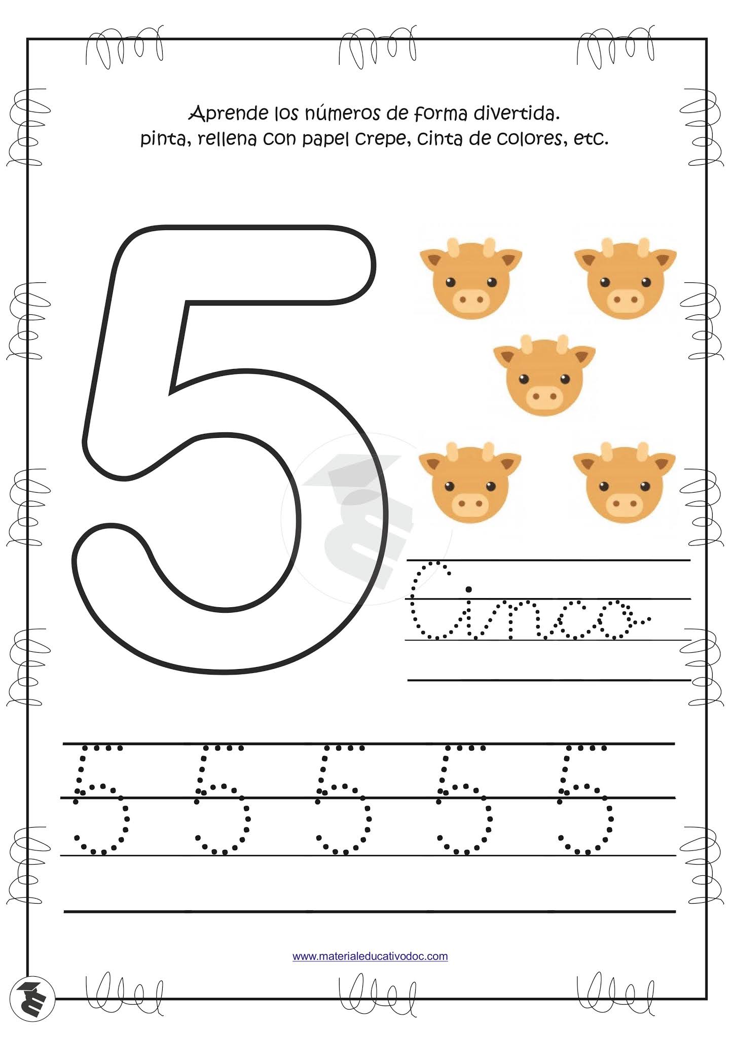 Material Educativo: Hojas de trabajo con números del 1 al 10 para ...