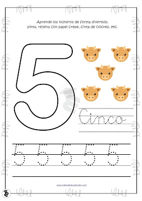 Material Educativo: Hojas de trabajo con números del 1 al 10 para ...