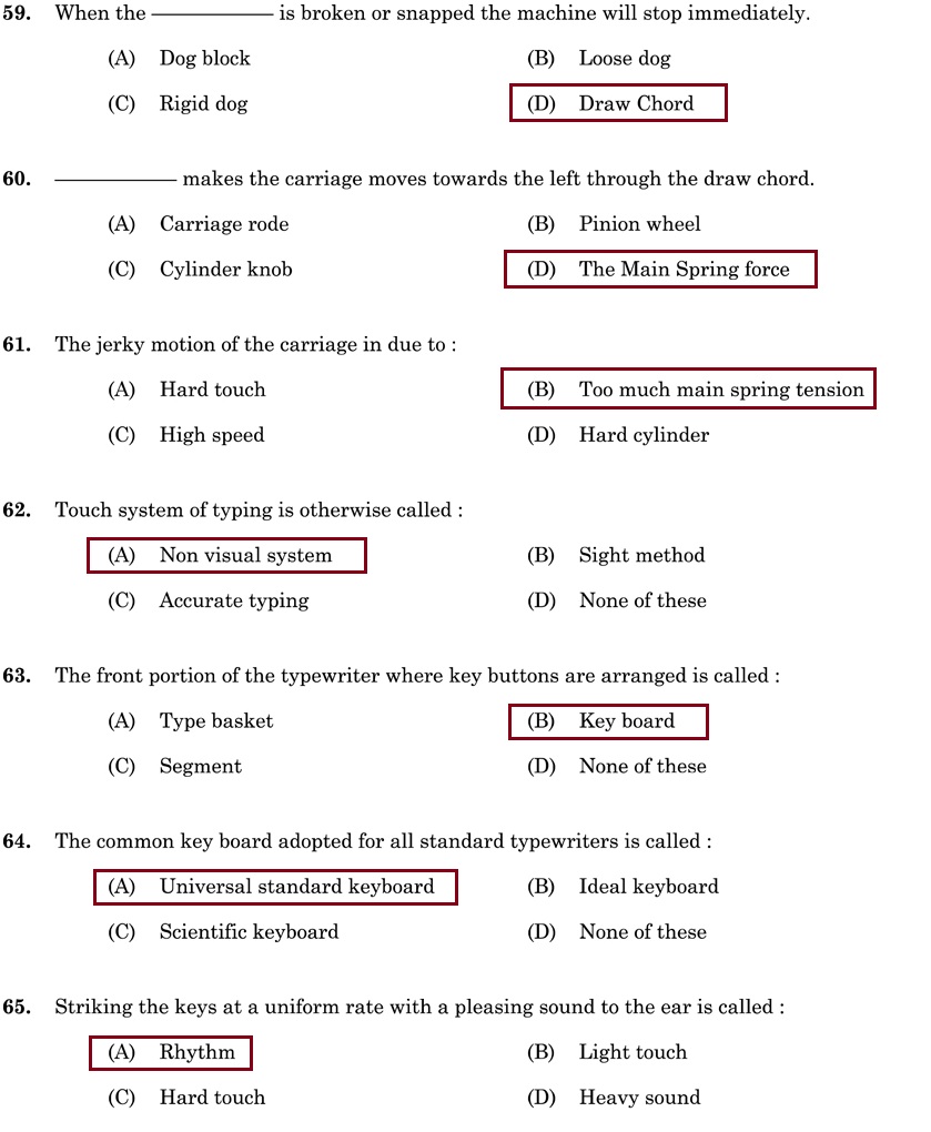 Confidential Assistant/L.D.Typist/Typist Clerk - Question Paper and ...
