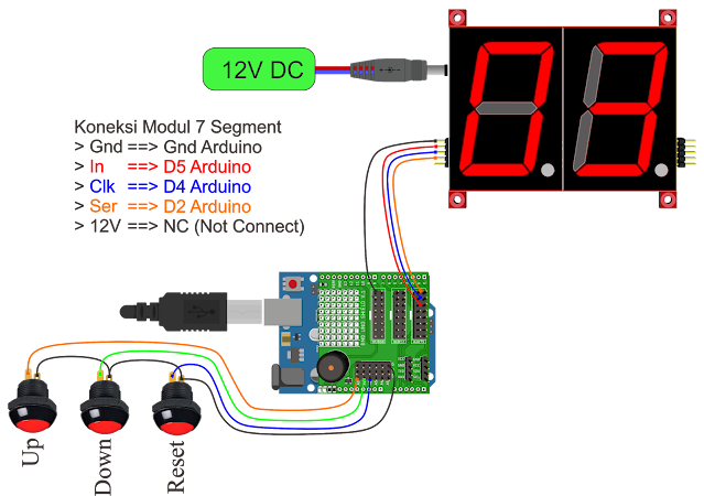 Membuat Counter 7 Segment 2,3 Inch Menggunakan Arduino Uno - Dicky B_Mz