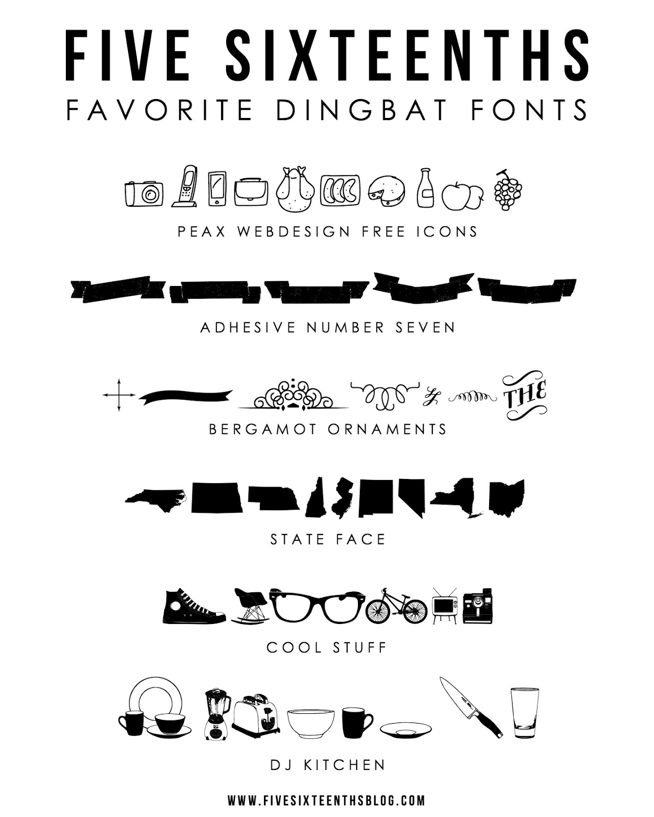 five sixteenths blog: Trend Tuesday // Top 6 Dingbat Fonts