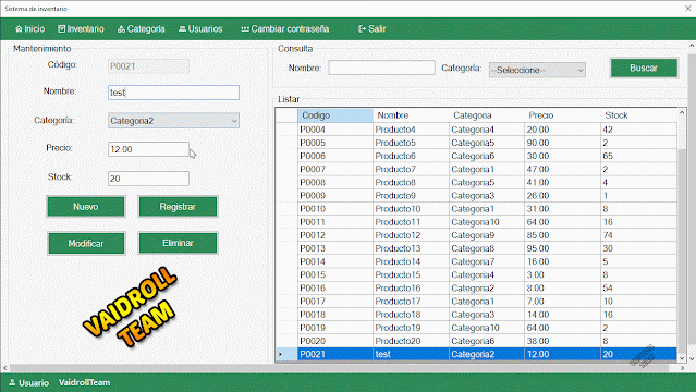 Vaidrollteam Sistema De Inventario BÁsico En Visual Basic Y Sql Server