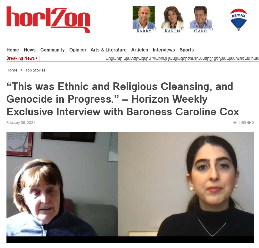 Baroness Caroline Cox: “This was Ethnic and Religious Cleansing, and ...