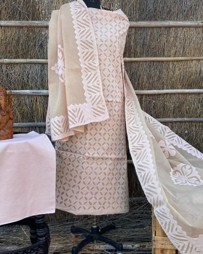 Applique work dress materials