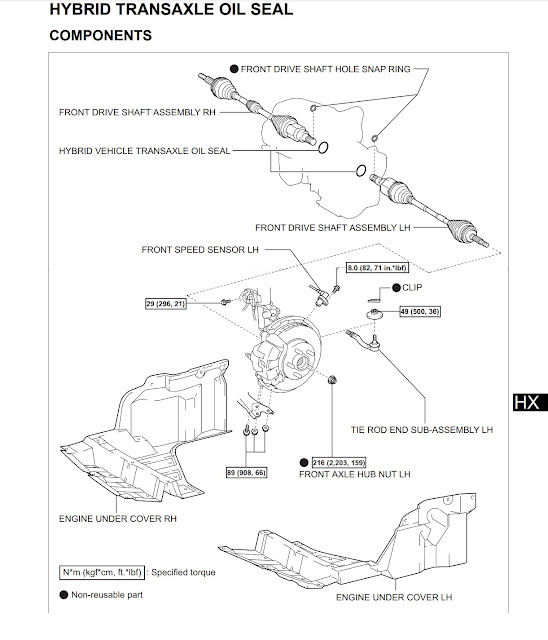 Toyota Prius transaxle front suspension and drive shafts assembly ...