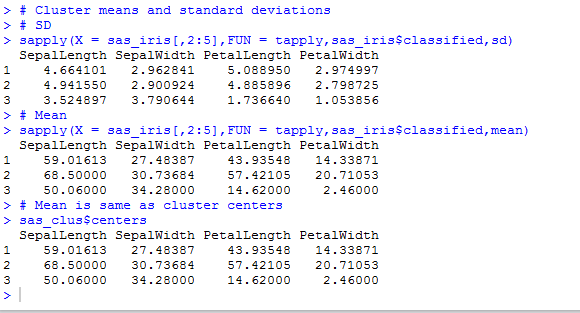 Blog [R]: Replicating PROC FASTCLUS in R using kmeans
