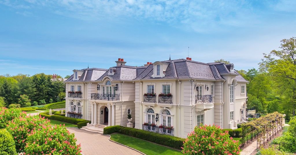 18,000 Square Foot French-Inspired Stucco Mansion In Cresskill, NJ ...