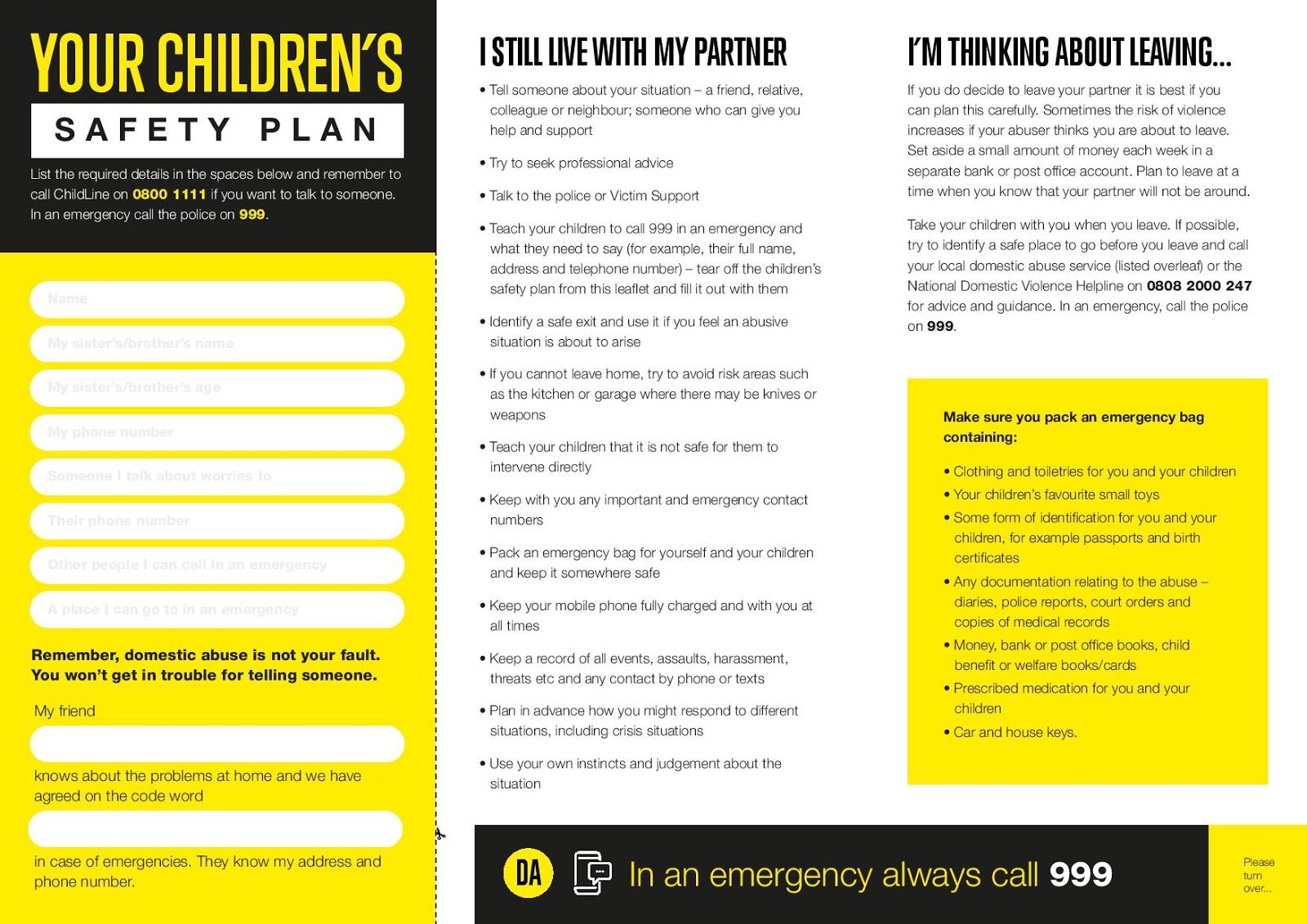 GIBRALTAR HIVE Domestic Abuse Safety Plan GIBRALTAR HIVE Domestic Abuse Safety Plan