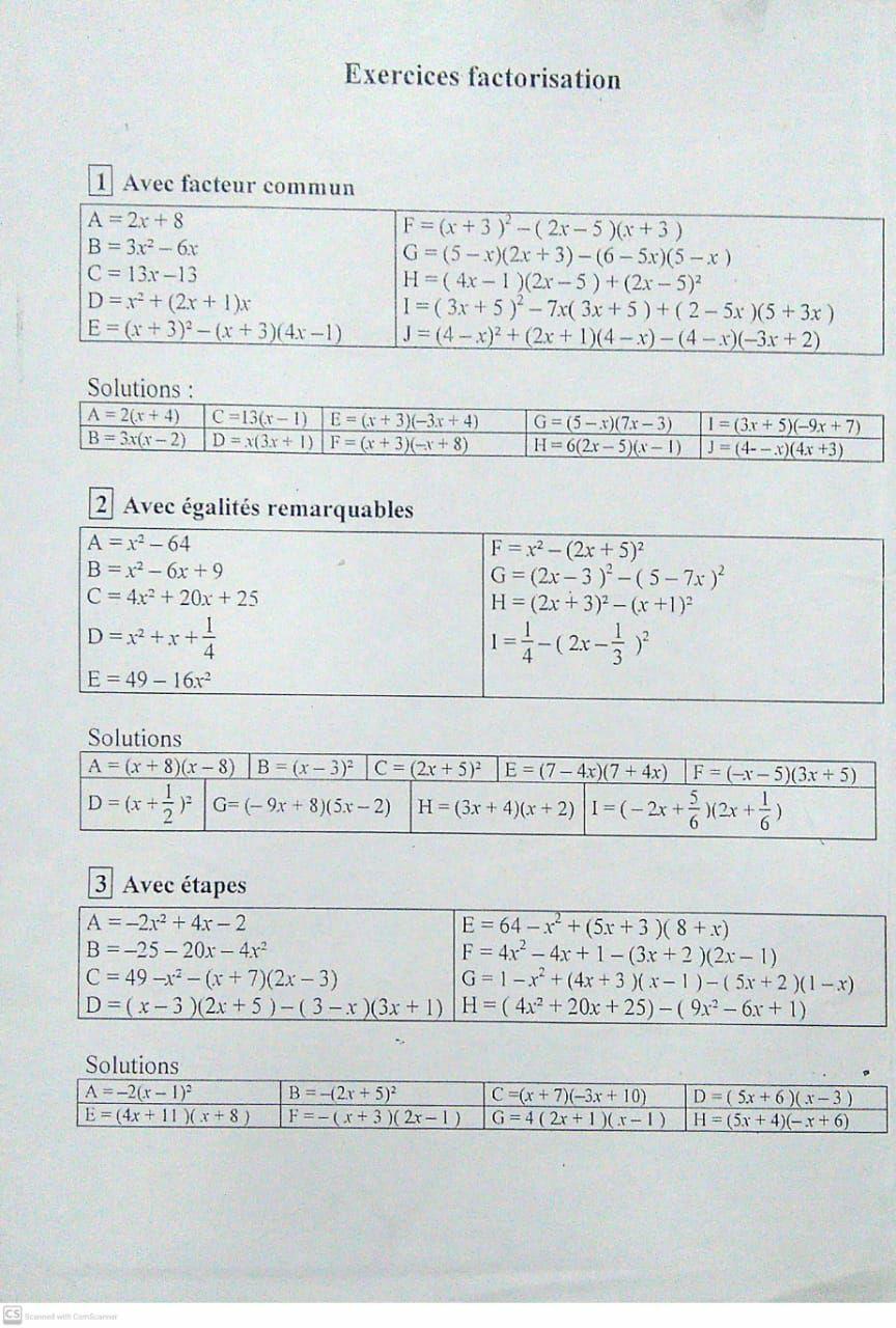 maths-sm: (3AC) Développement et factorisation - Identités remarquables