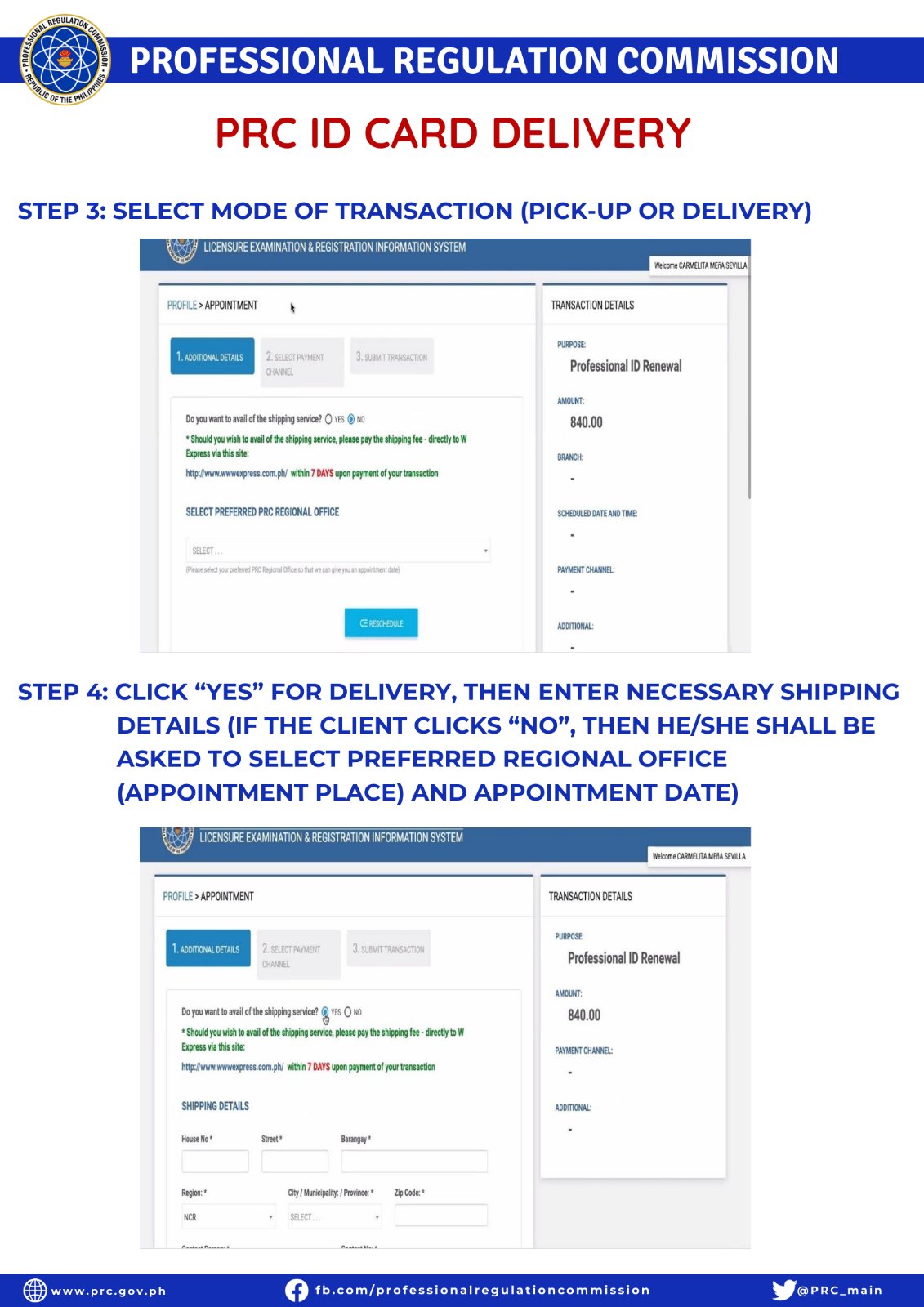 PRC Renewal with Home Delivery of PRC ID
