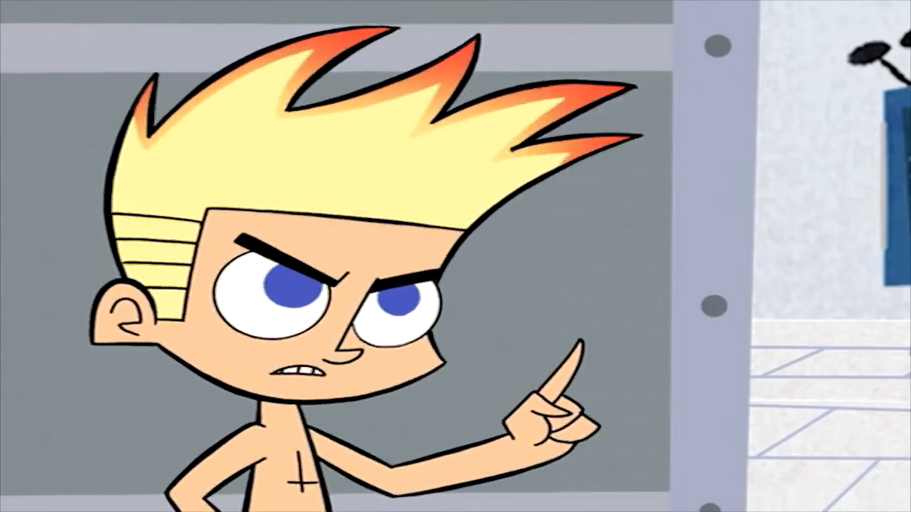 Shirtless Drawn Cartoon Boys & Men: Johnny Test & Bling-Bling Boy in Briefs