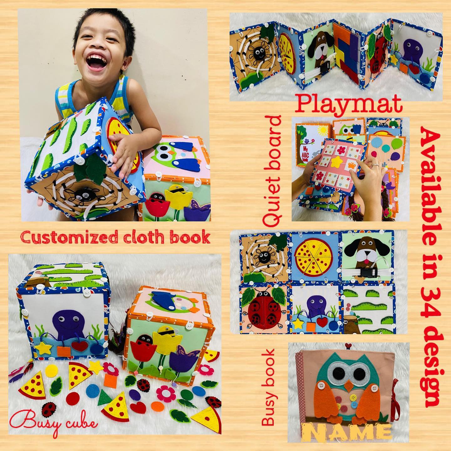 Richell: Customized quiet board / busy cube