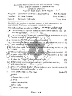 Computer Networks | Question Papers | CTEVT