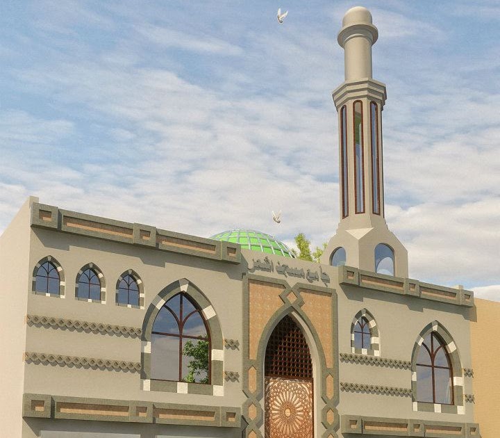 3D Front Elevation.com: Muslim Mosque 3D Front Elevation Design