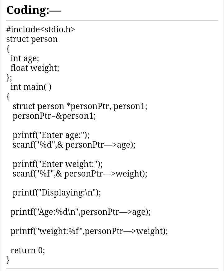 C Program To Access The Structure Member Through Pointer