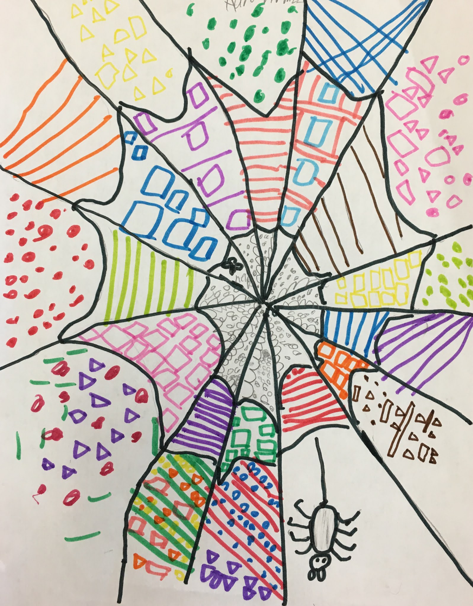 Student Art Gallery: Gr. 3 & 4 Zentangle Spider Webs 2020-21
