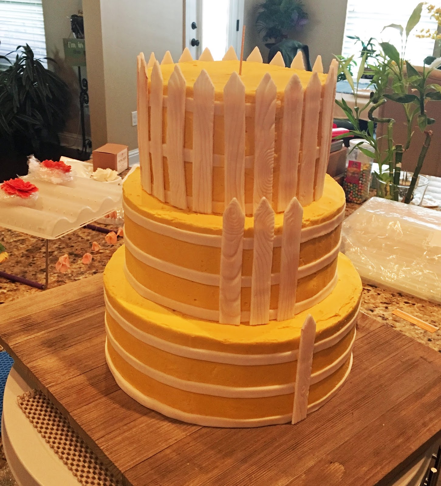 The Bake More: Picket Fence Flower Cake