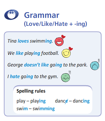 Grammar: Like, Love, Hate + -ing