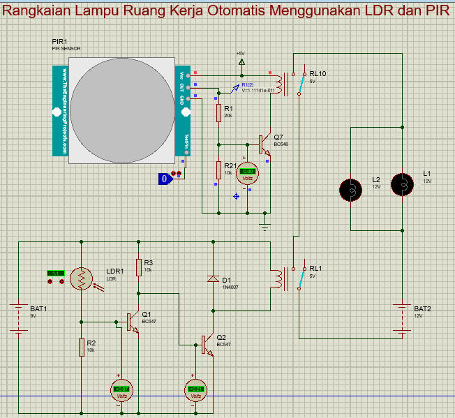 Teknik Elektro: Lampu Ruang Kerja Otomatis (LDR dan PIR) Teknik Elektro: Lampu Ruang Kerja Otomatis (LDR dan PIR)