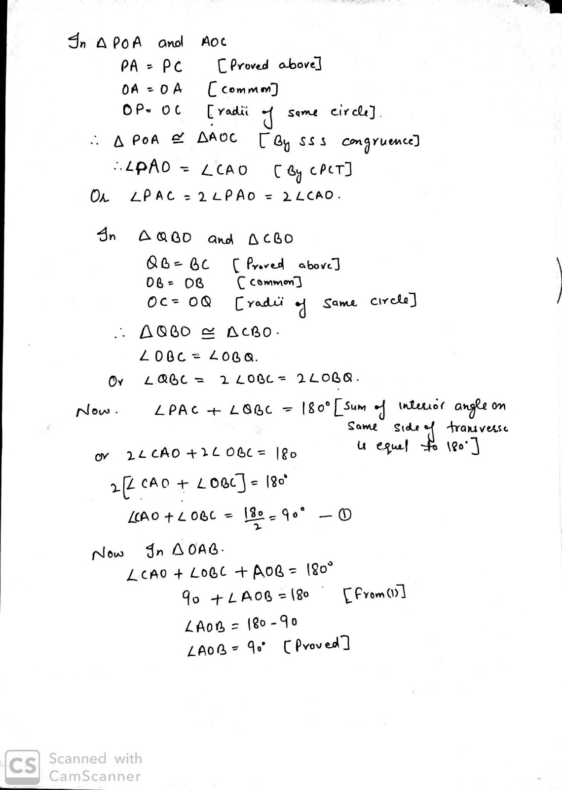 Circle Handwritten Notes for Class 10th Math