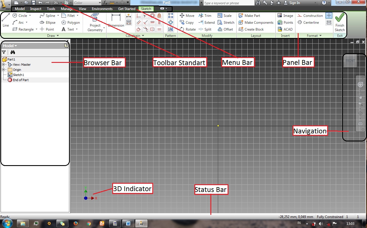 MENGENAL JENIS TOOLBAR PADA AUTODESK INVENTOR - Design Of Manufacture