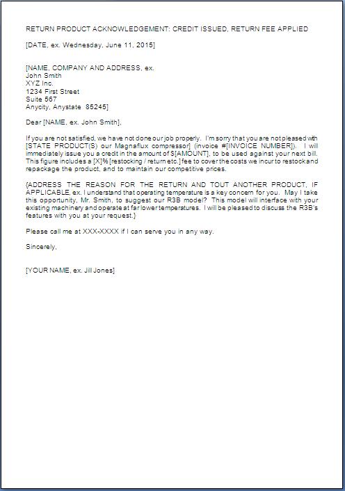 Product Replacement Letter Format