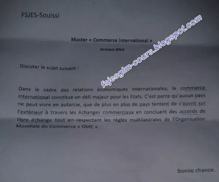 Concours Master commerce international