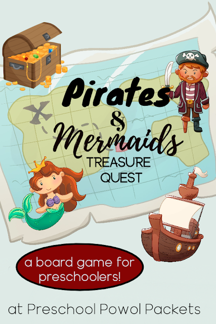 Free Mermaids & Pirates Preschool Board Game | Preschool Powol Packets