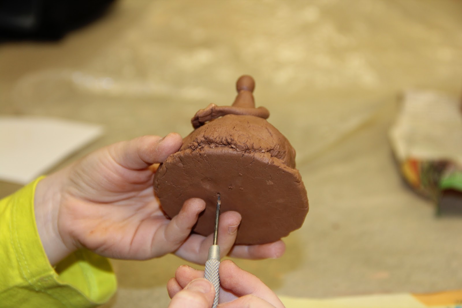 Rachel Dorn Ceramic Sculpture: Second Grade Clay Rattle Project