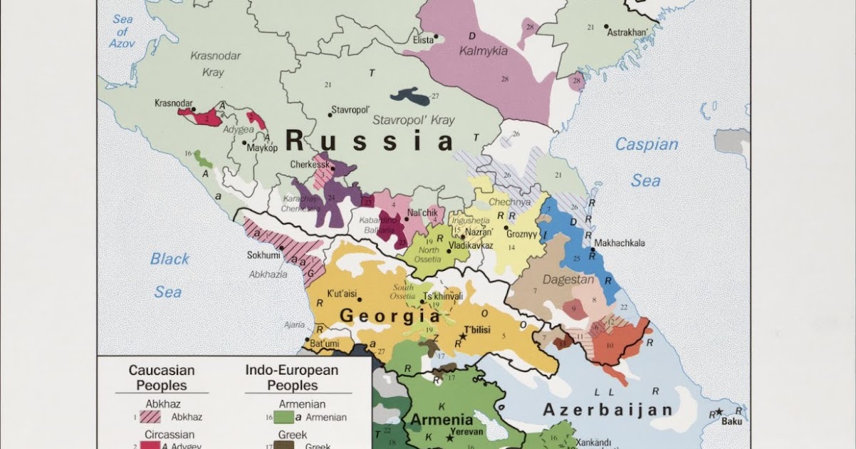 Ethnolinguistic groups in the Caucasus region (1995) | Old New Maps