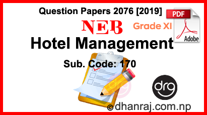 Hotel Management | Grade 11-XI | Question Paper 2076 [2019] | Sub. Code ...
