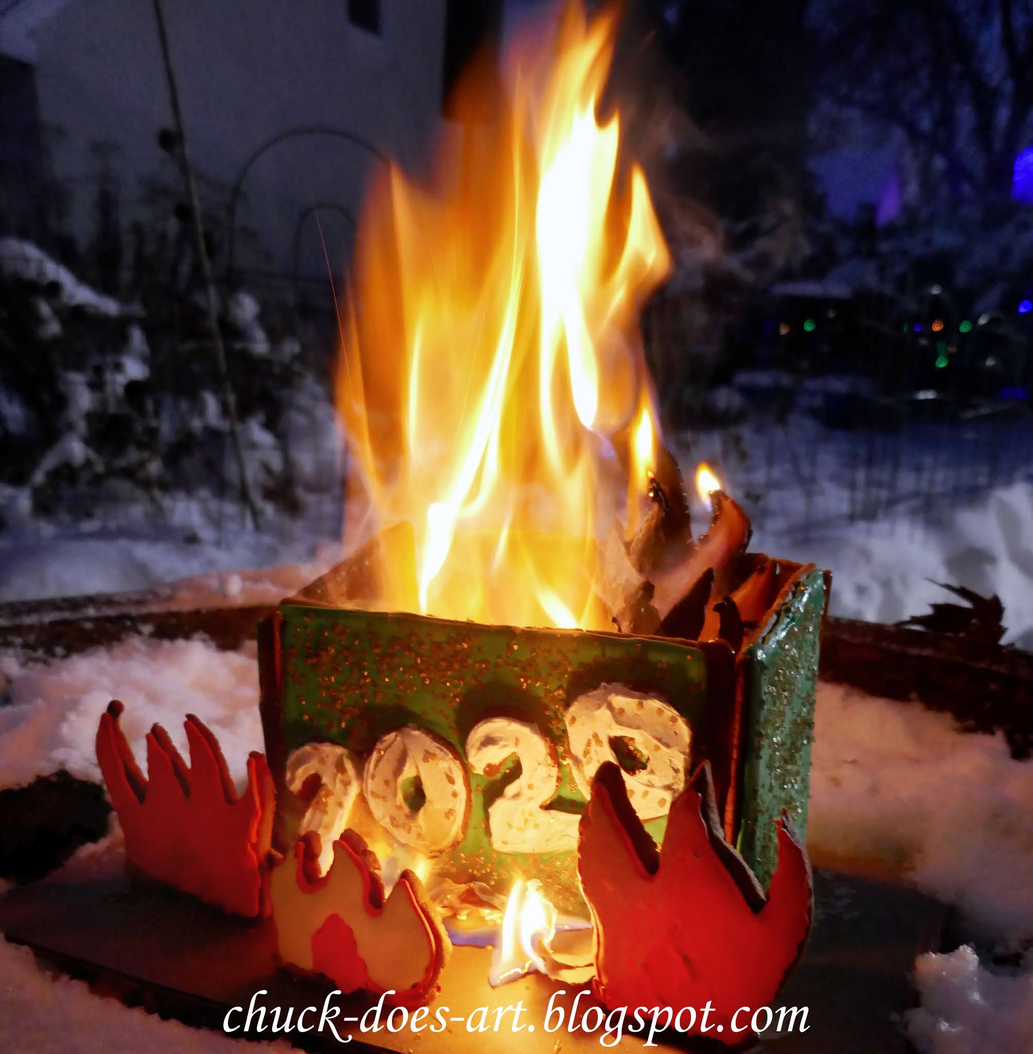 Chuck Does Art: The Official Gingerbread House of 2020 (Dumpster Fire)