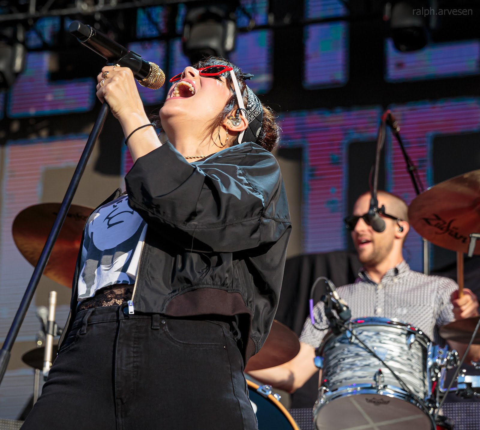 The Interrupters performing at the Austin360 Amphitheater in Austin, Texas