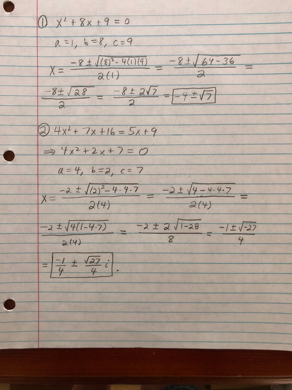 Professor Frank’s Math Blog: Quadratic Formula - Practice Problems and ...