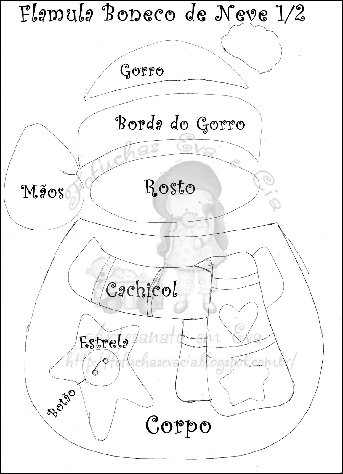 Fofuchas Eva e Cia: Molde Flamula do Boneco de Neve | Patrones de ...