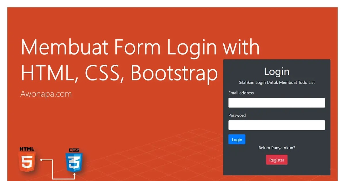 Form Login Simpel dengan HTML, CSS dan Bootstrap - Awonapa - Website ...