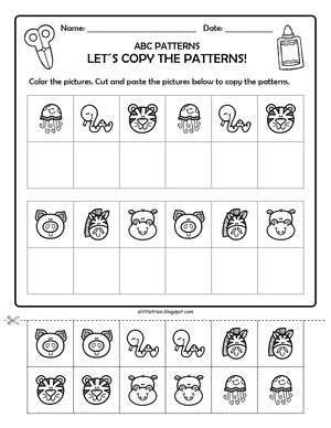 A Little Train: Cute animal ABC patterns. Copy, extend, complete and ...