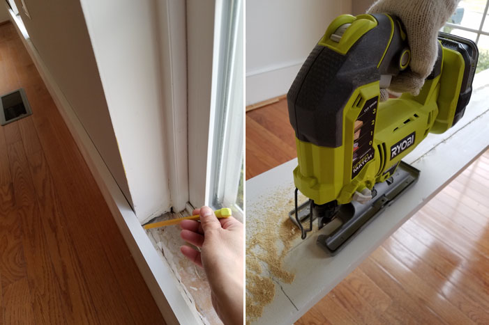 Trimming the Windows in Living Room - Remodelando la Casa