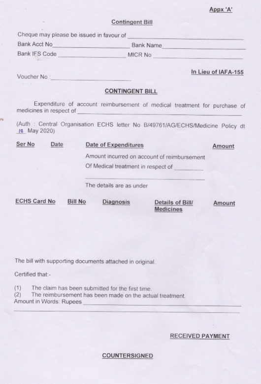 GUIDELINES FOR ECHS REIMBURSEMENT