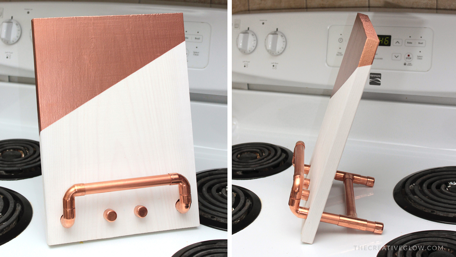 DIY Cookbook & Tablet Stand - Copper & Wood | The Creative Glow: DIY ...