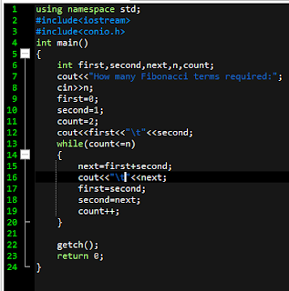 C++ Program that input number and display Fibonacci Series . - C++ ...