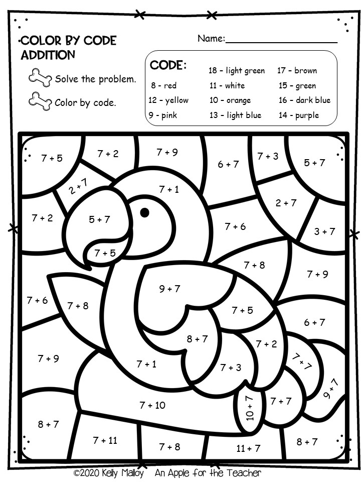 An Apple For The Teacher: Pets Color By Number Worksheets